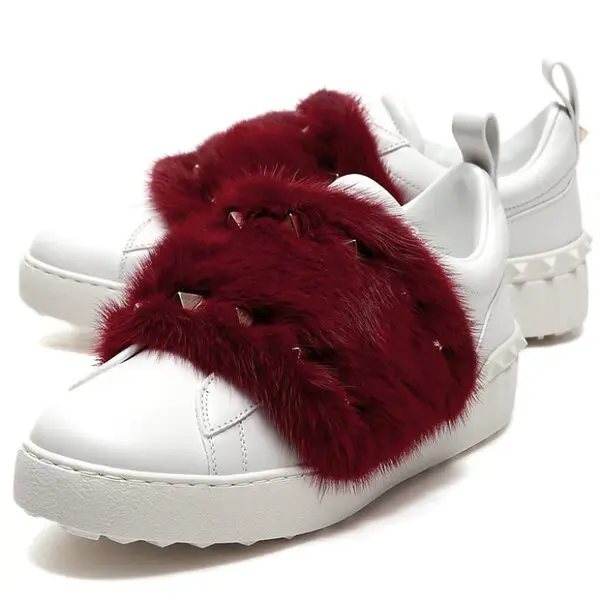 Valentino Garavani Fur Round-head Casual Sneakers