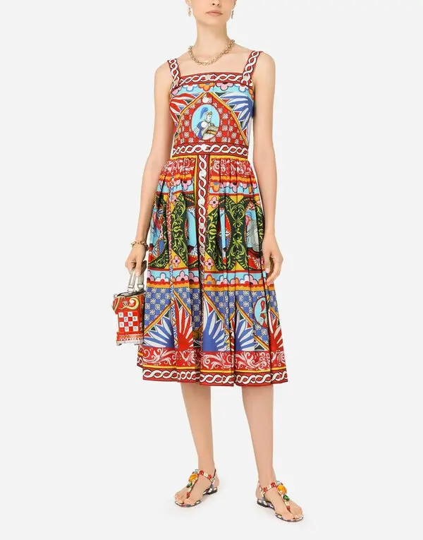Dolce & Gabbana Printed Square Neck Midi Dress