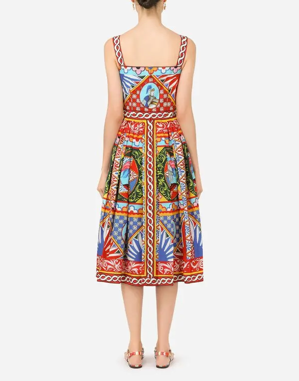 Dolce & Gabbana Printed Square Neck Midi Dress