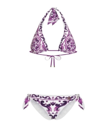 Dolce & Gabbana Dolce Gabbana Majolica-printed Triangle Bikini Set - Purple