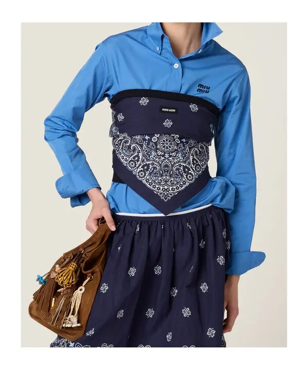 Miu Miu Bandana Printed Strapless Cropped Top
