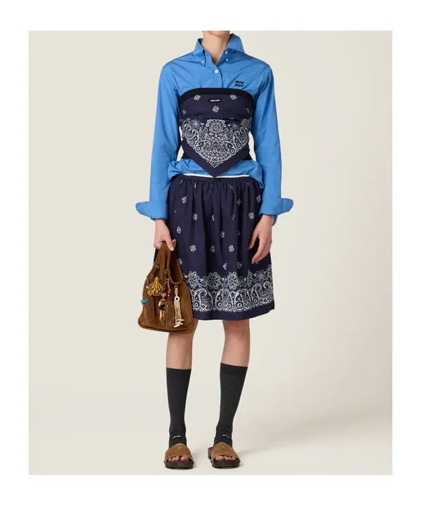Miu Miu Bandana Printed Strapless Cropped Top