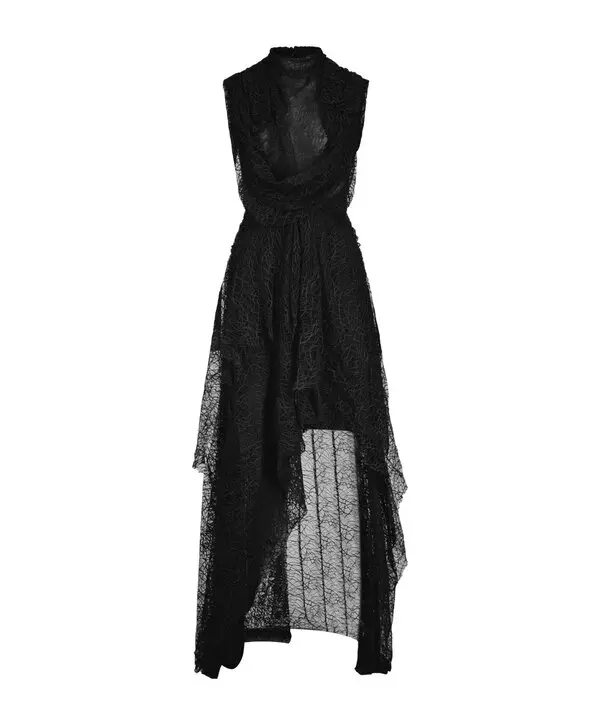 Alexander McQueen Asymmetric Sleeveless Midi Dress - Black