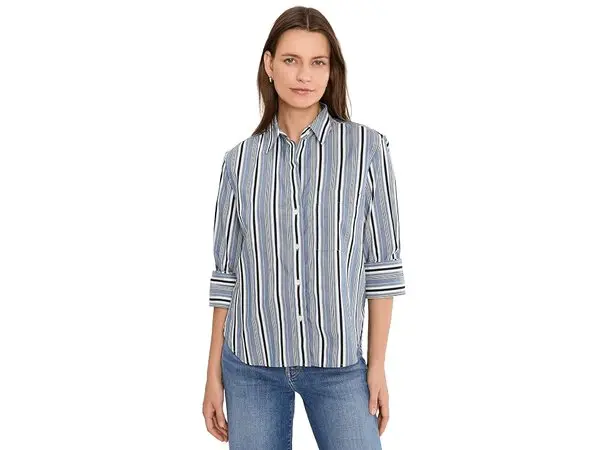 Madewell Y Neck Shirt Dobby Stripe Clothing Twilight Textured Stripe - Gray