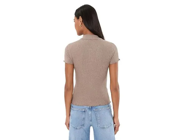 Madewell Ribbed Cap Sleeve Polo - Brown