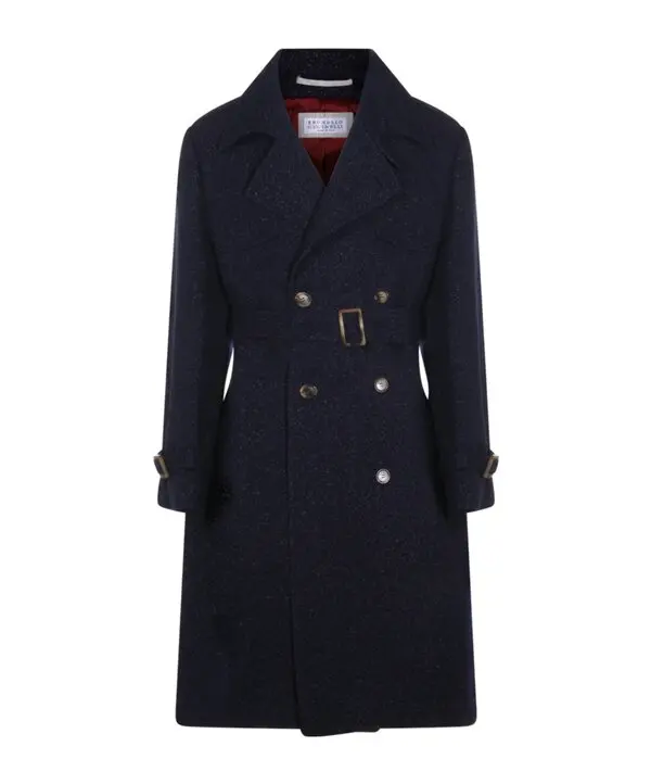 Brunello Cucinelli Double-breasted Belted Coat - Navy Blue
