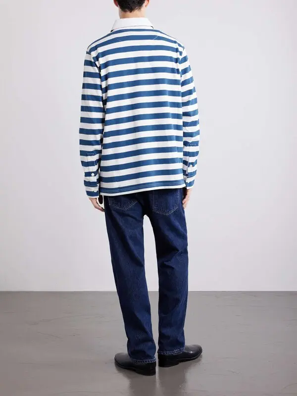 Burberry Logo-embroidered Striped Cotton Polo Sweater