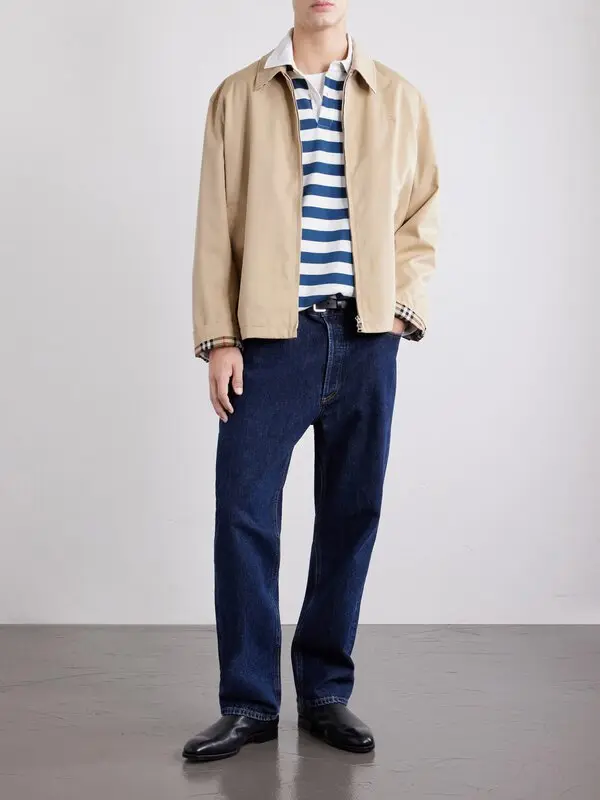 Burberry Logo-embroidered Striped Cotton Polo Sweater - Blue