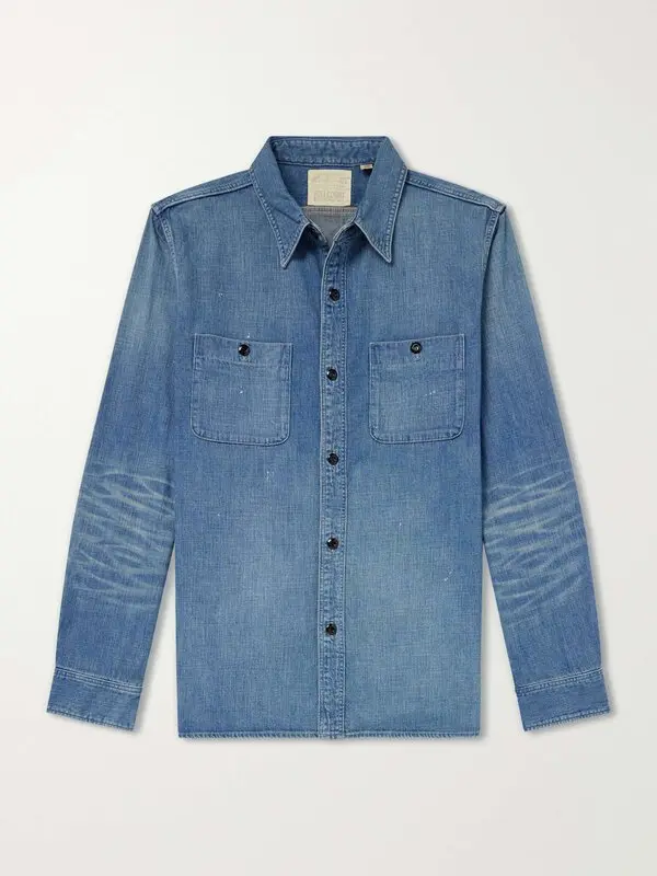 FULLCOUNT Distressed Denim Shirt