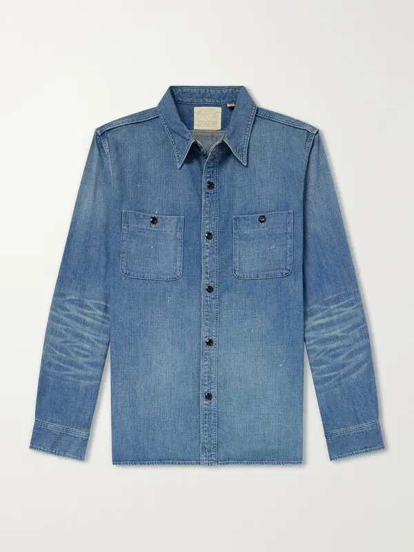 FULLCOUNT Distressed Denim Shirt