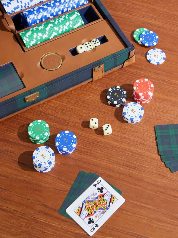 Ralph Lauren Sawyer Checked Canvas And Leather Poker Set
