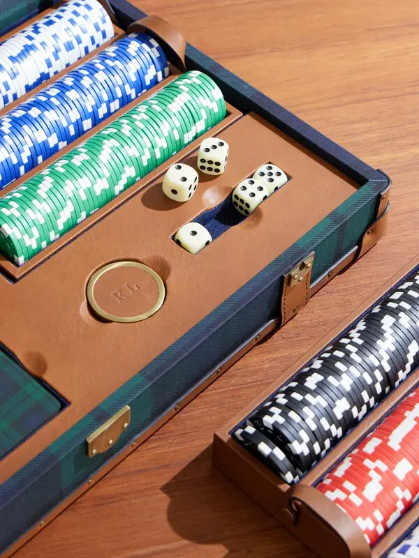 Ralph Lauren Sawyer Checked Canvas And Leather Poker Set