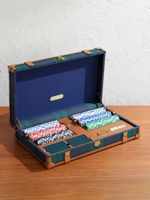 Ralph Lauren Sawyer Checked Canvas And Leather Poker Set - Light Brown