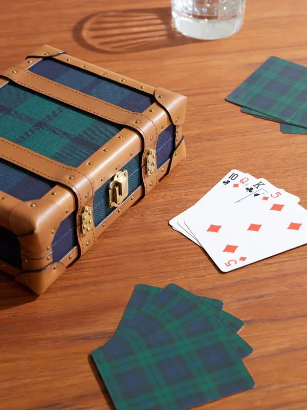 Ralph Lauren Sawyer Leather-trimmed Checked Canvas Card Set