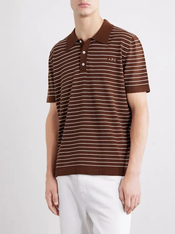 A.p.c. Tristan Logo-embroidered Striped Cotton Polo Shirt