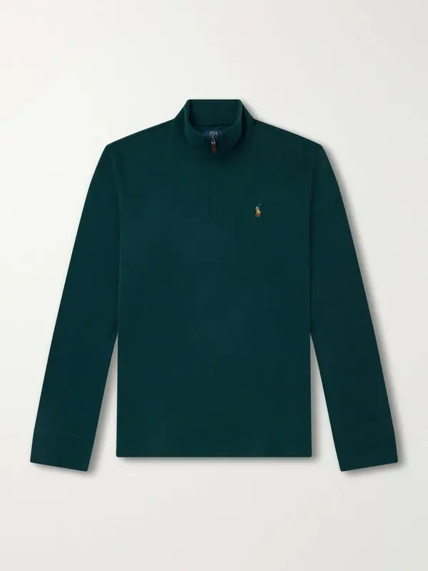 Polo Ralph Lauren Logo-embroidered Cotton Half-zip Sweater - Green