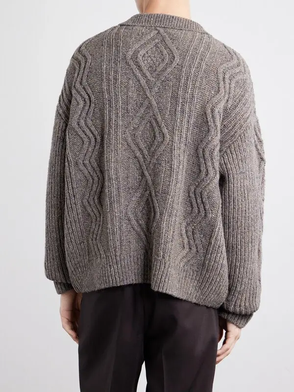 FRAME Cable-knit Wool And Cashmere-blend Polo Sweater