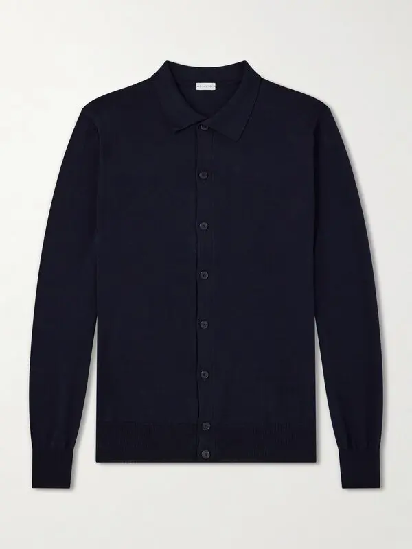 Caruso Silk And Cotton-blend Cardigan - Blue
