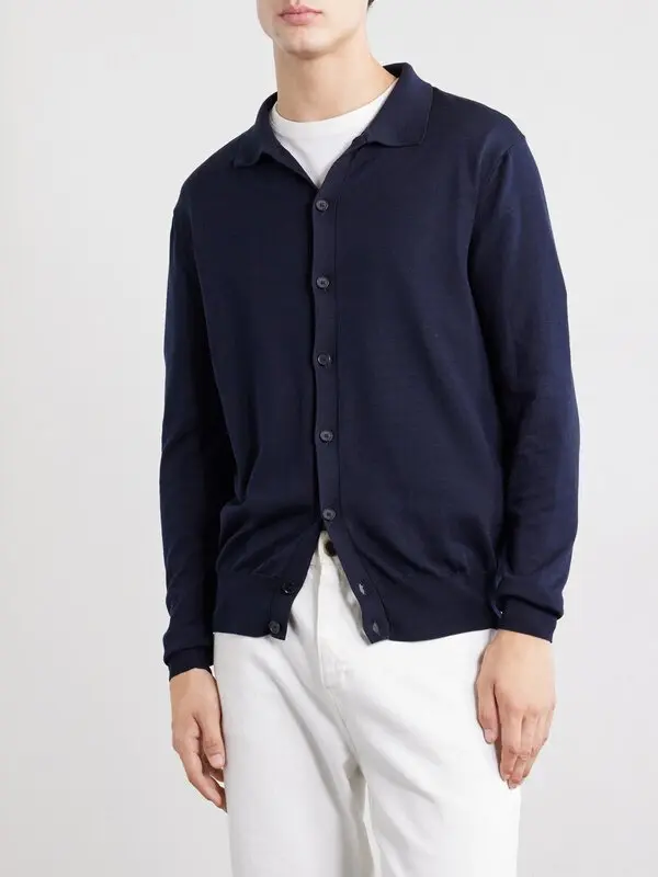 Caruso Silk And Cotton-blend Cardigan - Blue
