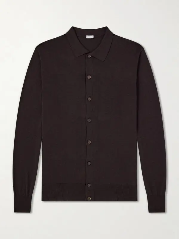 Caruso Silk And Cotton-blend Button-down Cardigan - Brown