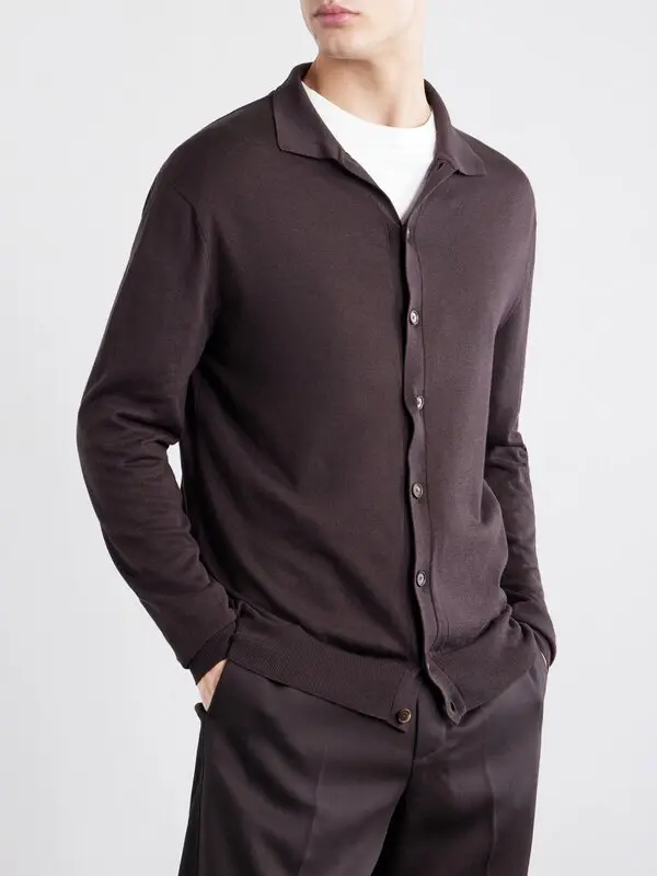 Caruso Silk And Cotton-blend Button-down Cardigan