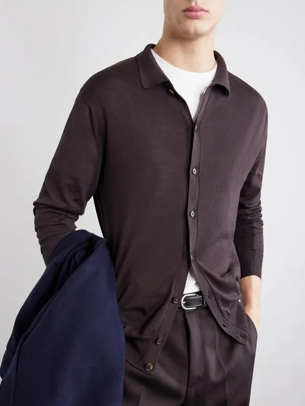 Caruso Silk And Cotton-blend Button-down Cardigan