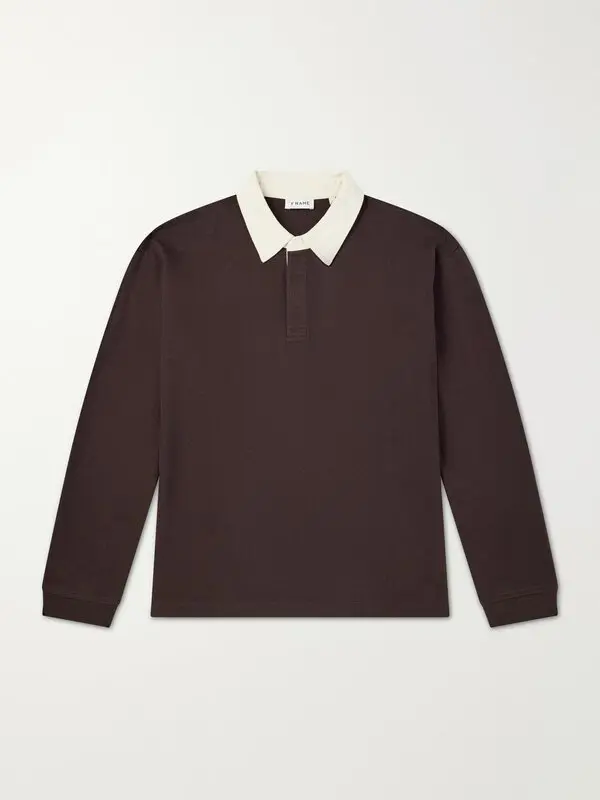 FRAME Cotton-jersey Polo Shirt - Brown
