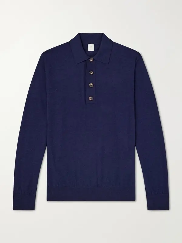 Eleventy Cotton And Cashmere-blend Polo Shirt