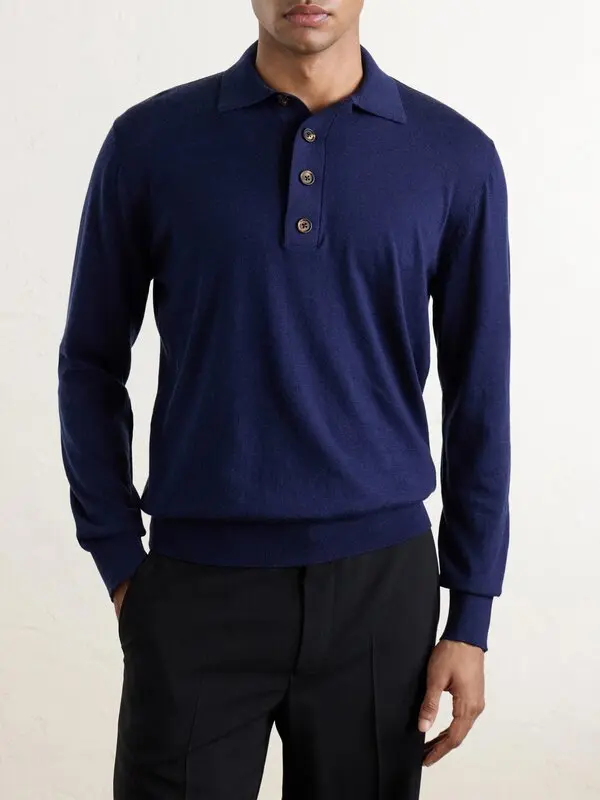 Eleventy Cotton And Cashmere-blend Polo Shirt
