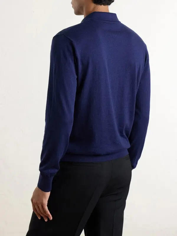 Eleventy Cotton And Cashmere-blend Polo Shirt