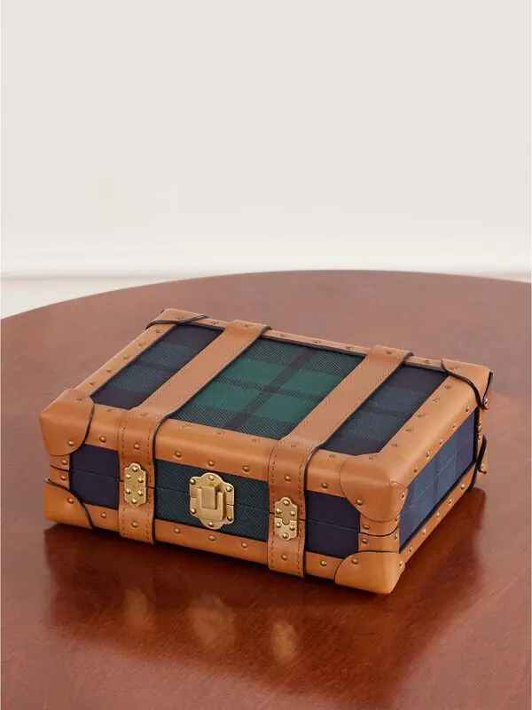 Ralph Lauren Sawyer Leather-trimmed Checked Canvas Card Set