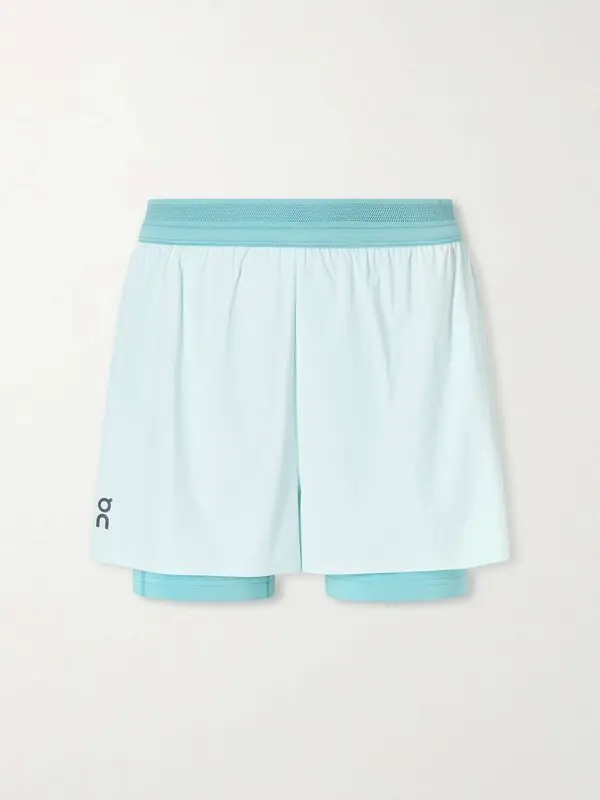 On Performance 3" Layered Mesh-trimmed Stretch-jersey Shorts