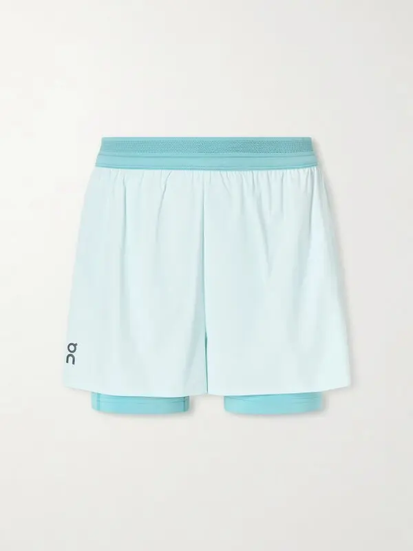 On Performance 3" Layered Mesh-trimmed Stretch-jersey Shorts