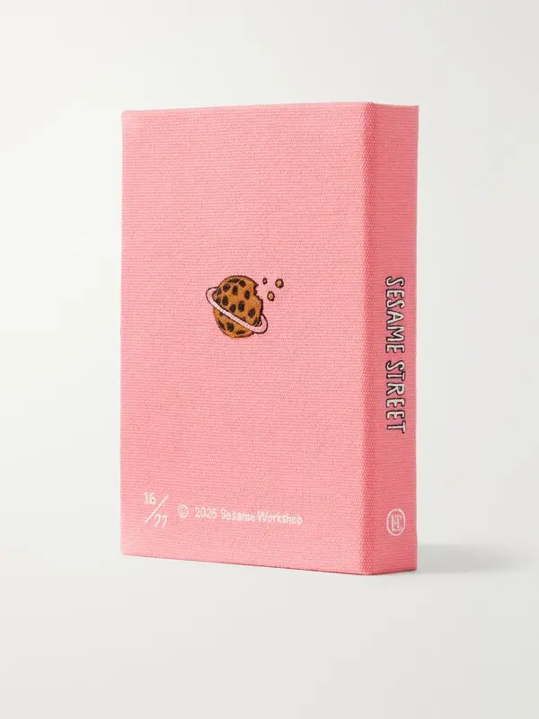 OLYMPIA LE-TAN Embroidered "cookie Monster Fantastic Cookbook" Canvas Clutch - Pink