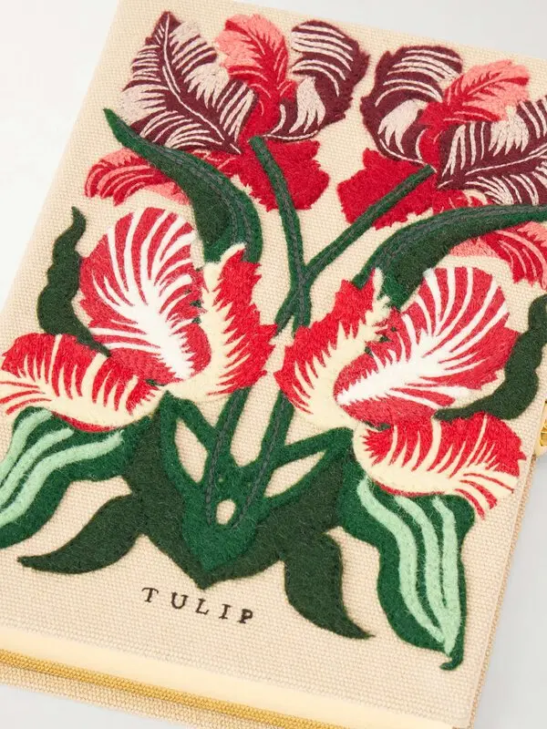 OLYMPIA LE-TAN Tulip Embroidered Canvas Clutch