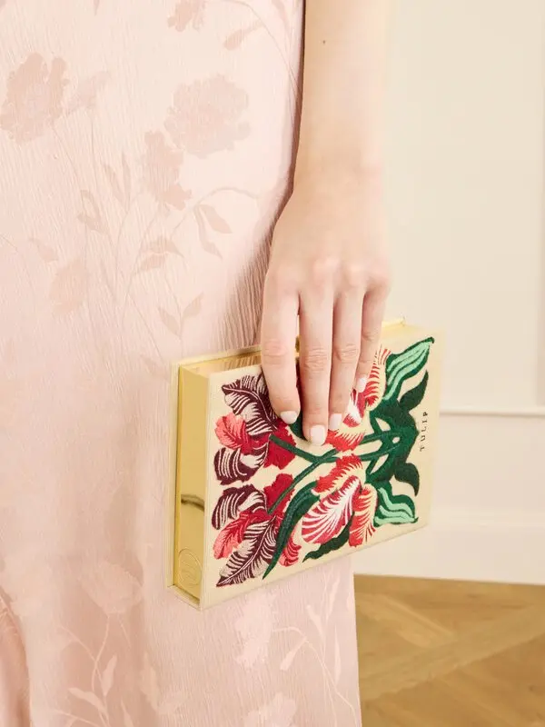 OLYMPIA LE-TAN Embroidered Tulip Clutch - Pink