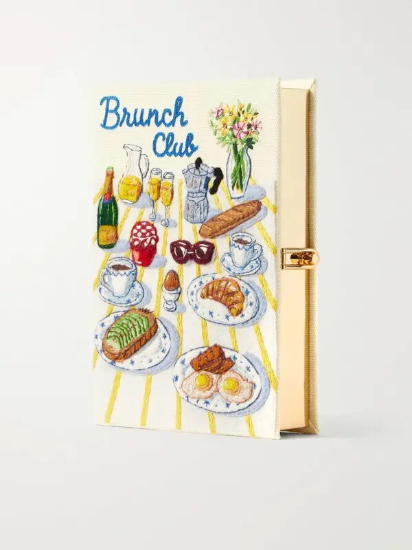 OLYMPIA LE-TAN Brunch Club Embroidered Canvas Clutch - Multi