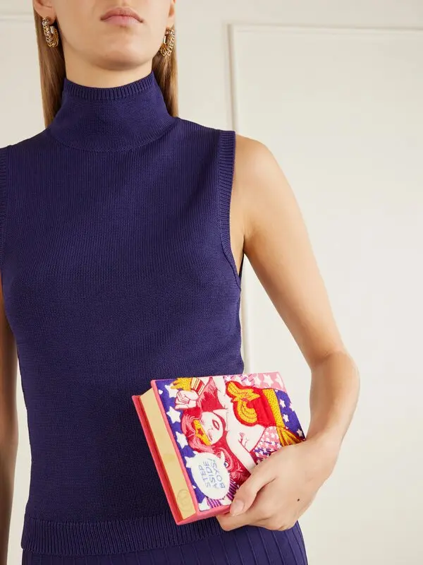 OLYMPIA LE-TAN Wonder Embroidered Canvas Clutch