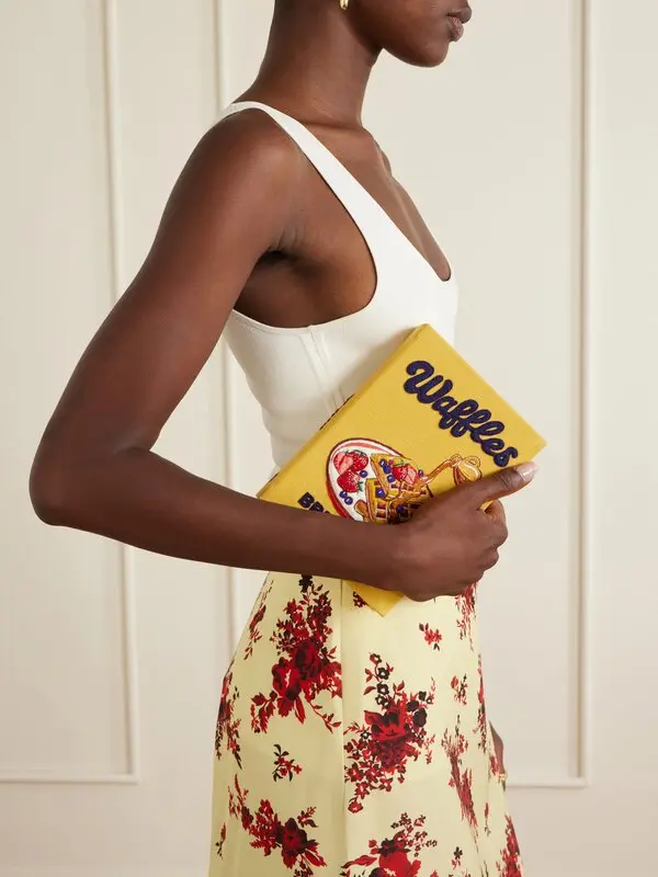 OLYMPIA LE-TAN Waffles: Breakfast For Champions' Embroidered Book Clutch - Orange