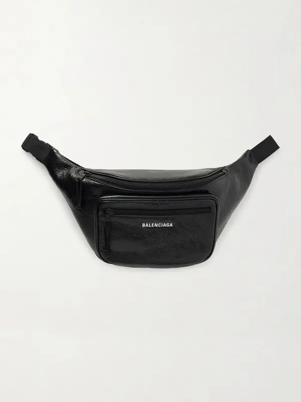 Balenciaga Crinkled Glossed-leather Belt Bag - Black