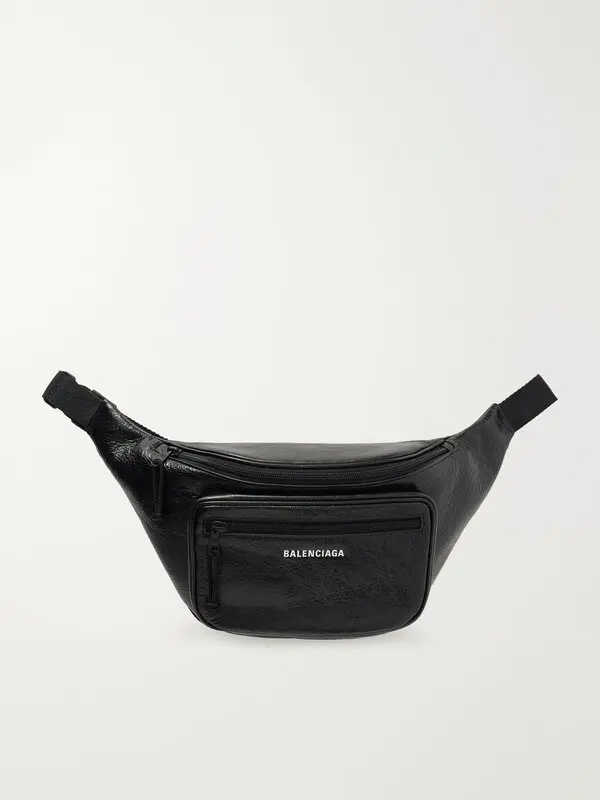 Balenciaga Crinkled Glossed-leather Belt Bag - Black