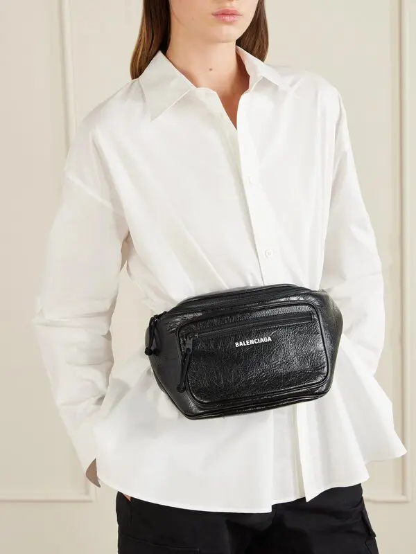 Balenciaga Crinkled Glossed-leather Belt Bag