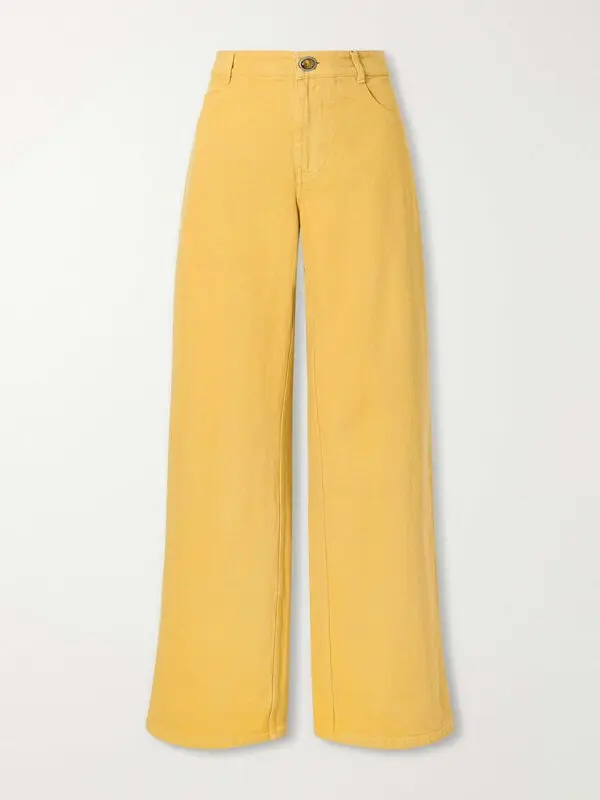 Christopher Esber Relaxed Denim Quartz Cotton Wide-leg Pants - Yellow