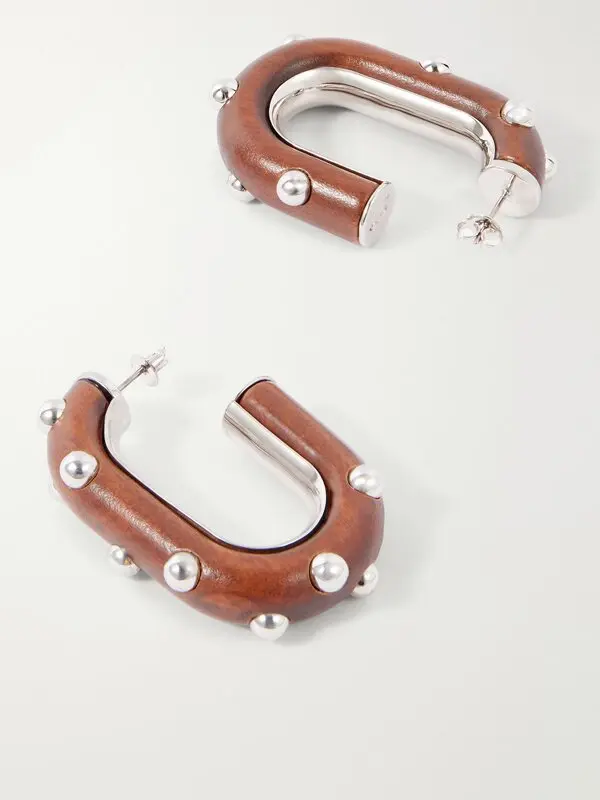 Rabanne Embellished Hoop Earrings - Red