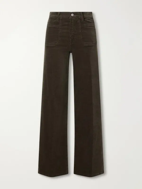 FRAME Le Slim Palazzo Modernist Corduroy Wide-leg Pants - Green