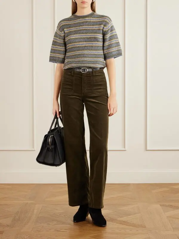 FRAME Le Slim Palazzo Modernist Corduroy Wide-leg Pants - Green