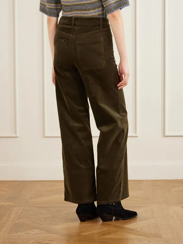 FRAME Le Slim Palazzo Modernist Corduroy Wide-leg Pants - Green