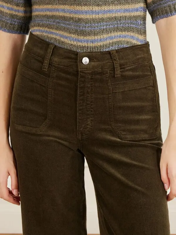 FRAME Le Slim Palazzo Modernist Corduroy Wide-leg Pants - Green