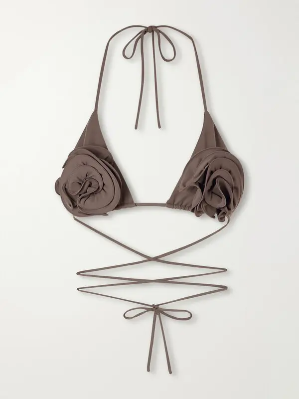 Magda Butrym Appliquéd Bikini Top - Brown