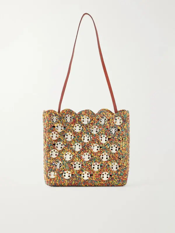 Rabanne 1969 Embellished Raffia Shoulder Bag